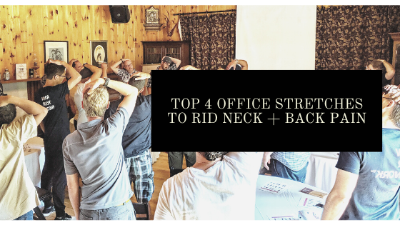 TOP 4 OFFICE STRETCHES TO RID NECK + BACK PAIN | Fit + Healthy 365